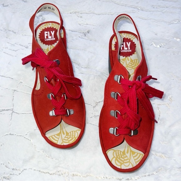 Fly London | Shoes | Fly London Yifa Luna Red Suede Lace Up Wedge ...
